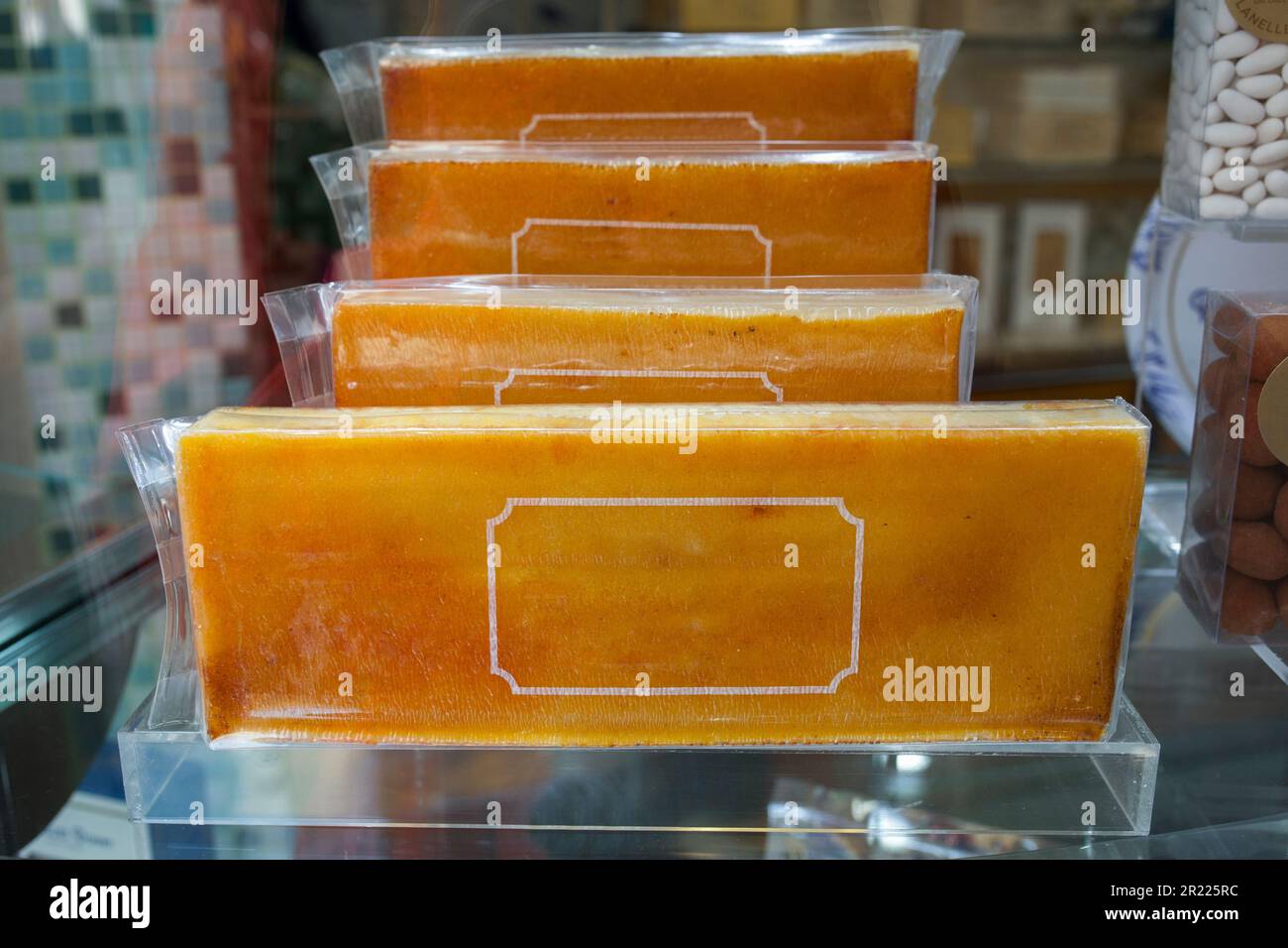 Burnt Egg Yolk Nougat or torro de gema cremada. Traditional catalan ...