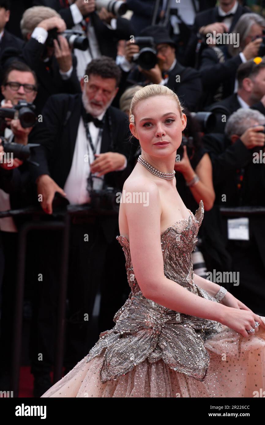 Cannes, France, 16th May, 2023. Elle Fanning on the red carpet at the ...