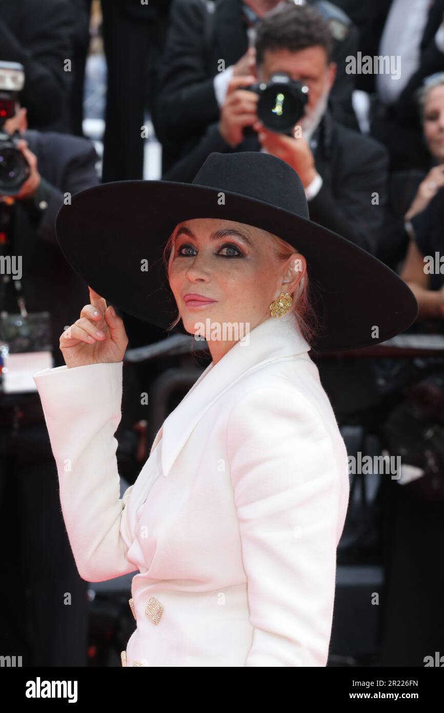 Cannes, France, 16th May, 2023. Emmanuelle Béart on the red carpet at ...