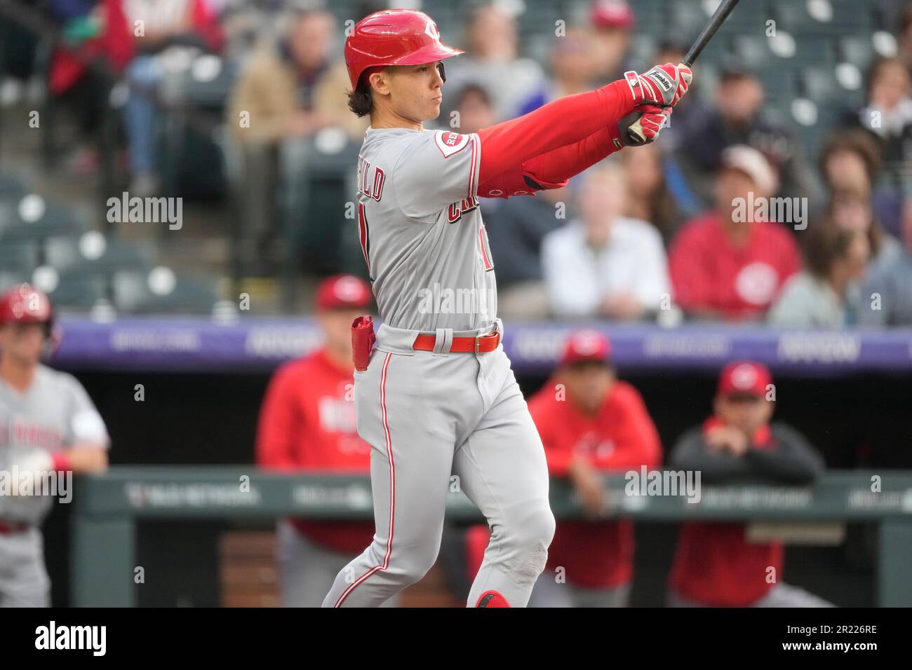 Cincinnati Reds left fielder Stuart Fairchild (17) in the second inning ...