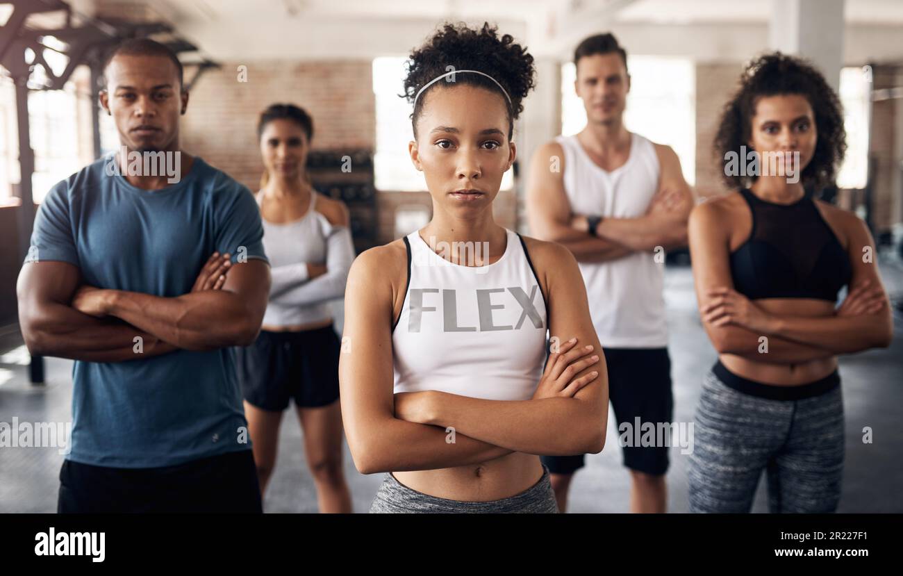 To conquer your goals adjust your mindset. Portrait of a group of ...