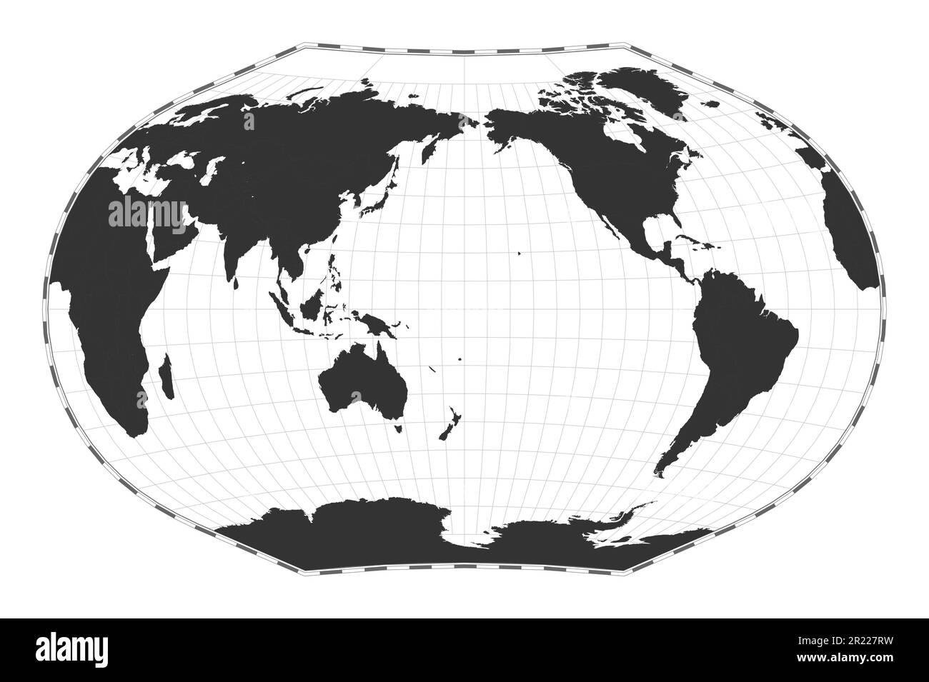 Vector world map. Ginzburg V projection. Plain world geographical map with latitude and ...
