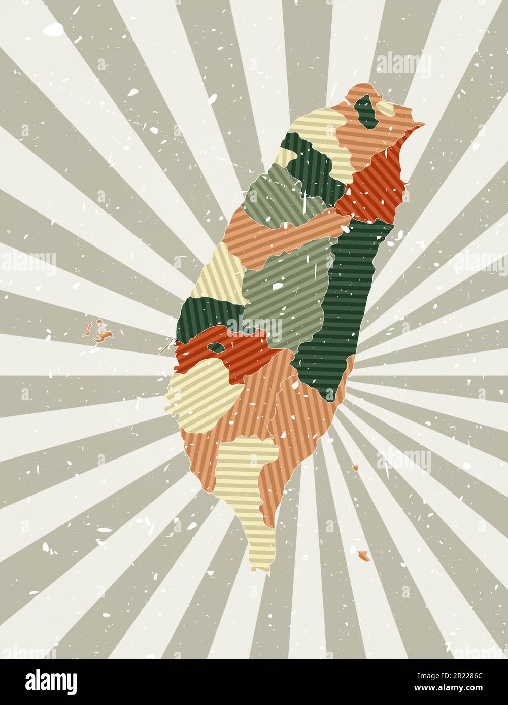 Taiwan vintage map. Grunge poster with map of the country in retro ...