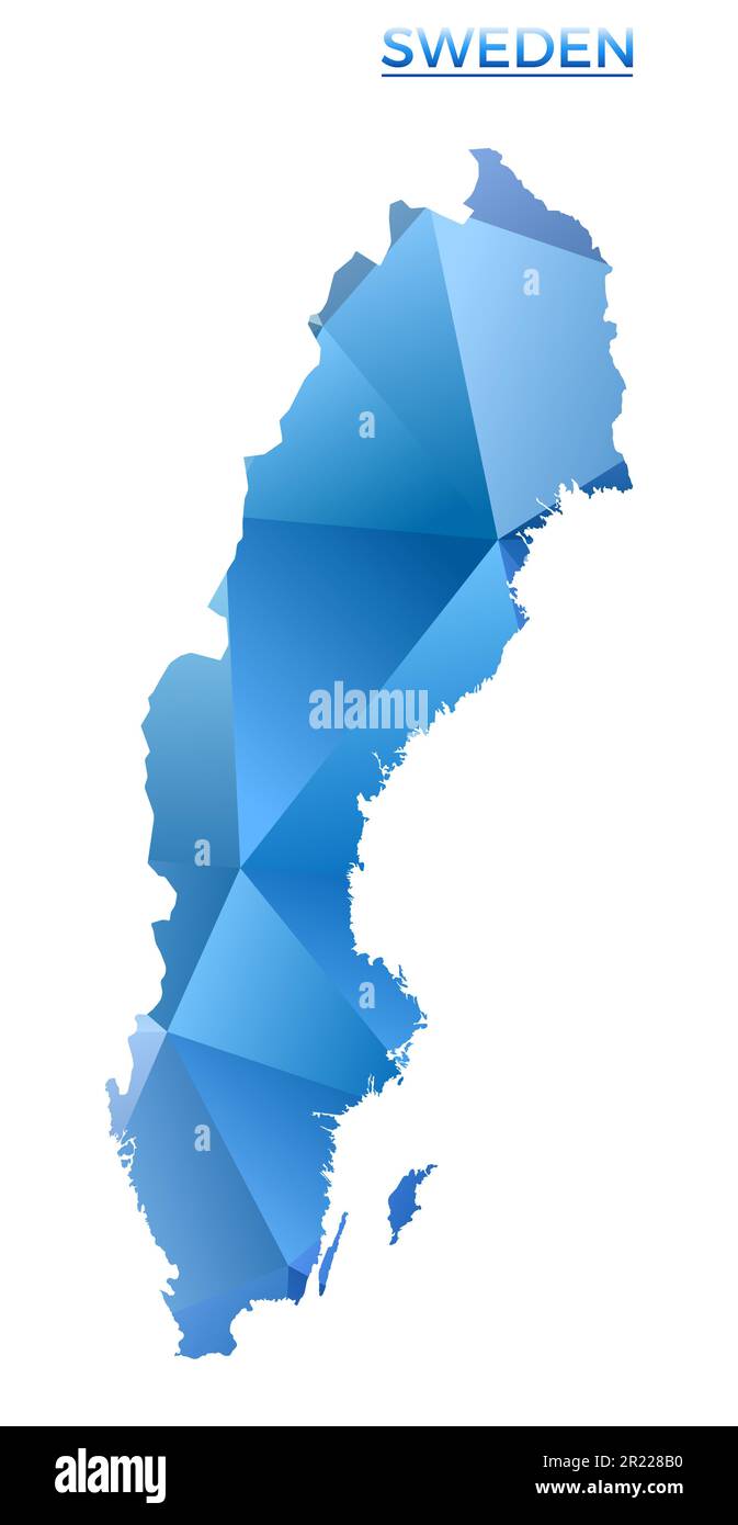 Vector polygonal Sweden map. Vibrant geometric country in low poly style. Appealing illustration ...