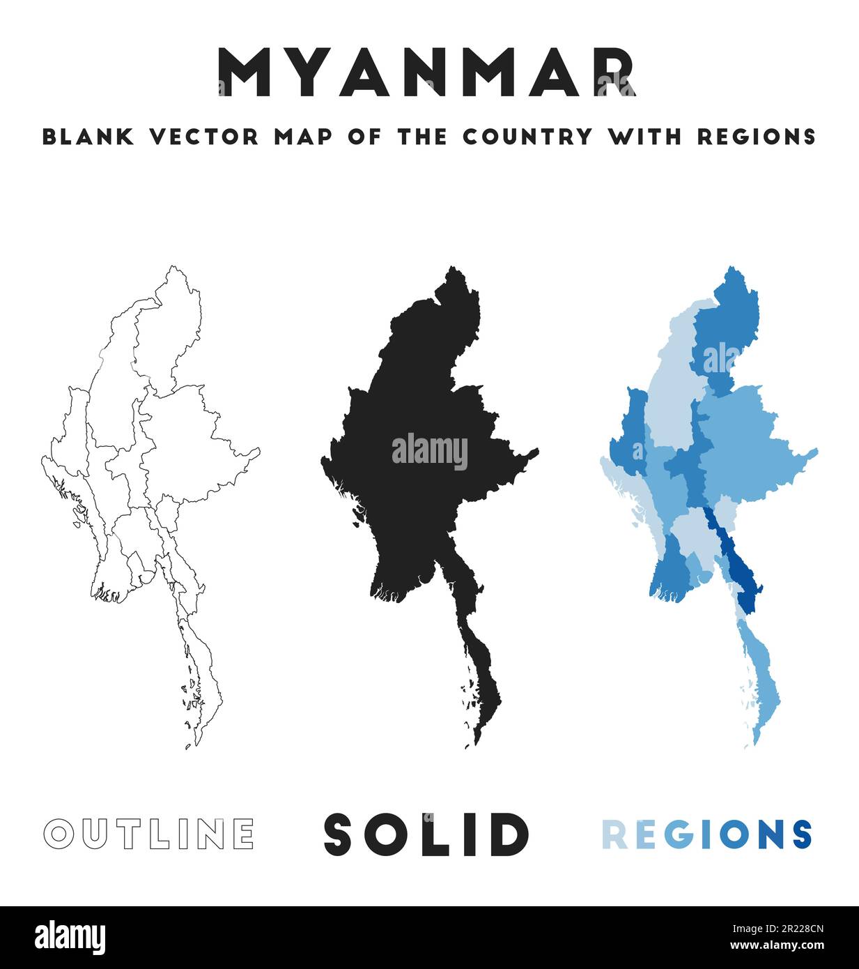 Myanmar map. Borders of Myanmar for your infographic. Vector country shape. Vector illustration ...