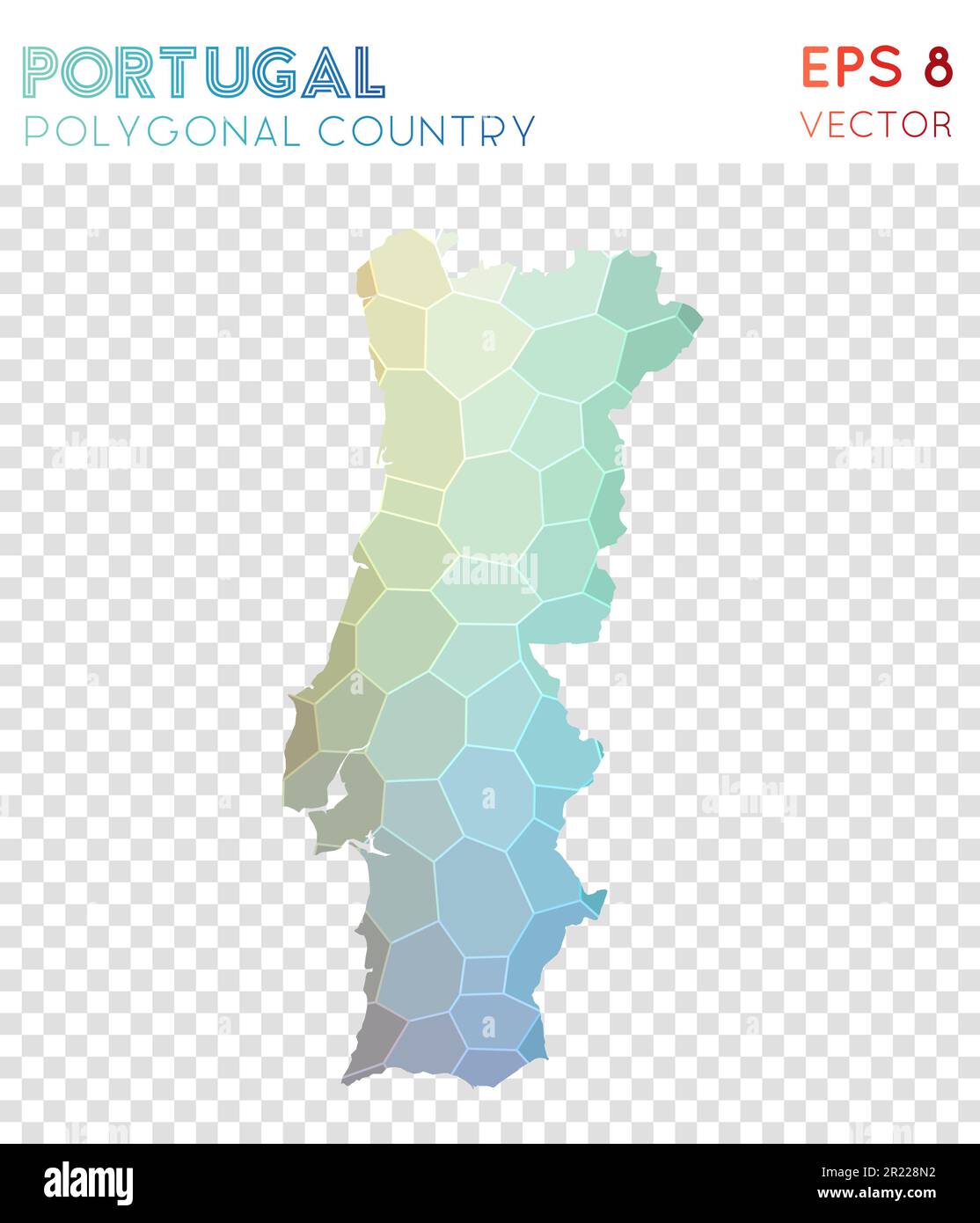 Portugal polygonal map, mosaic style country. Appealing low poly style ...