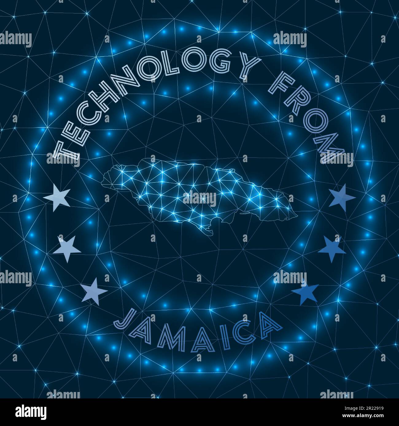 Technology From Jamaica. Futuristic geometric badge of the country ...