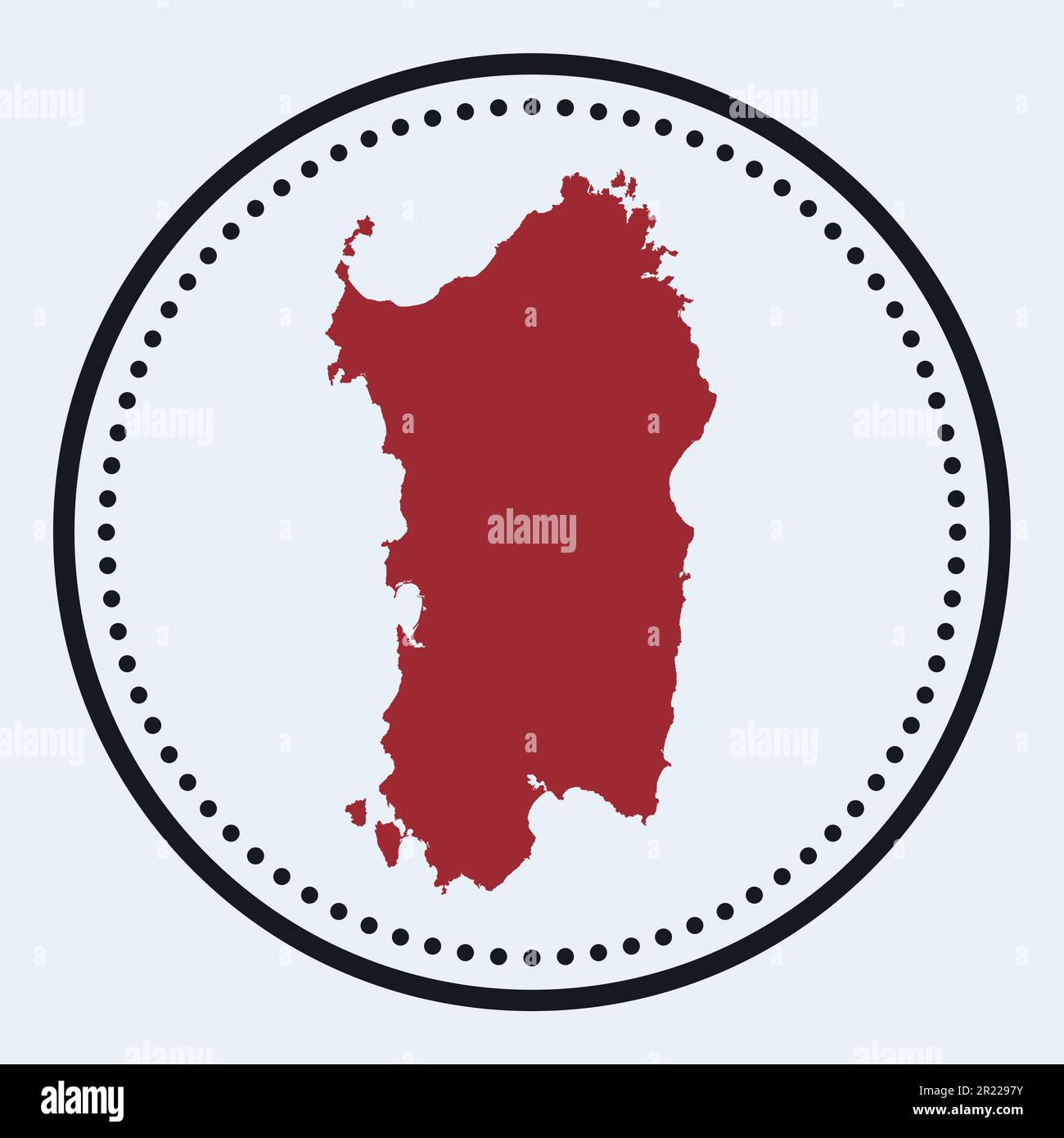 Sardinia round stamp. Round logo with island map and title. Stylish ...