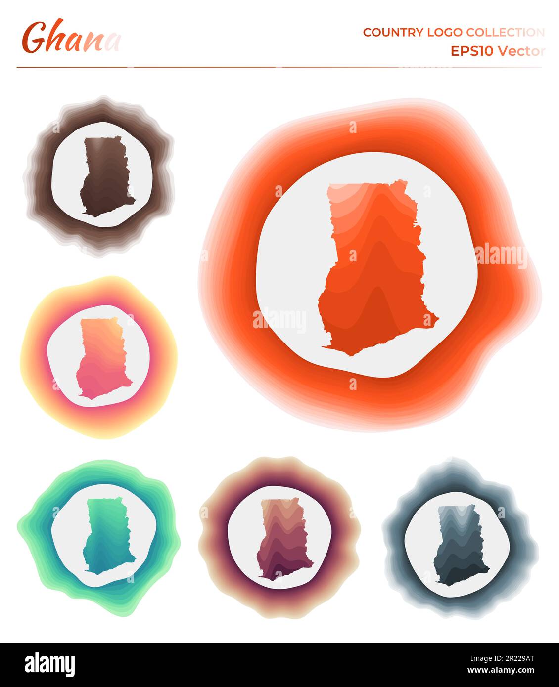 Ghana logo collection. Colorful badge of the country. Layers around ...