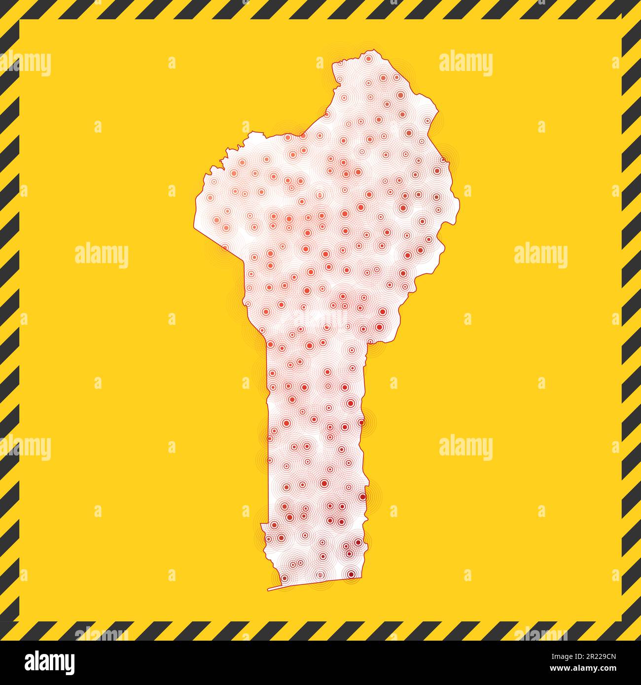 Benin closed - virus danger sign. Lock down country icon. Black striped ...