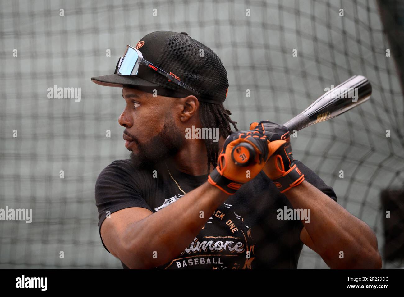Baltimore Orioles' Cedric Mullins takes part in batting practice before ...