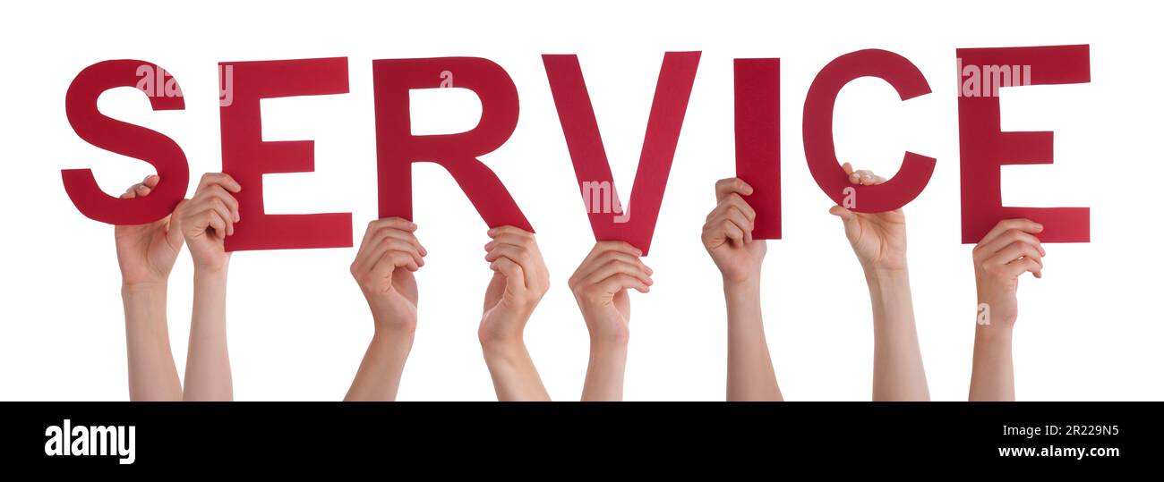 People Hands Building Word Service, Isolated Background Stock Photo - Alamy