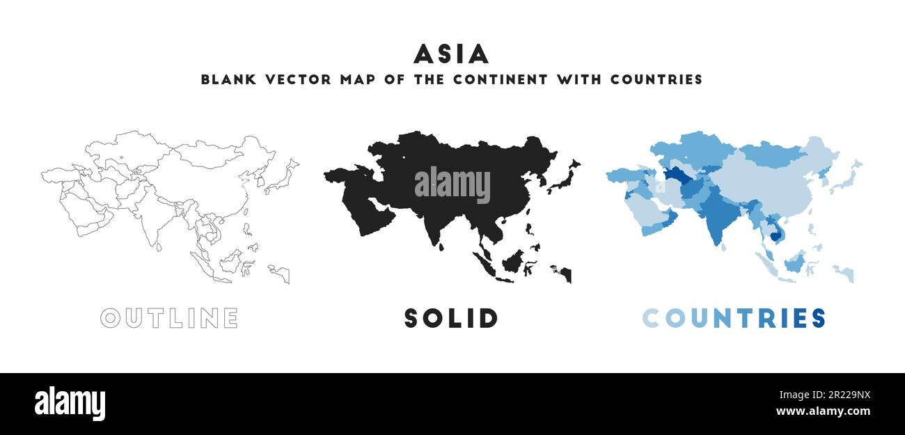 Asia map. Borders of Asia for your infographic. Vector continent shape ...