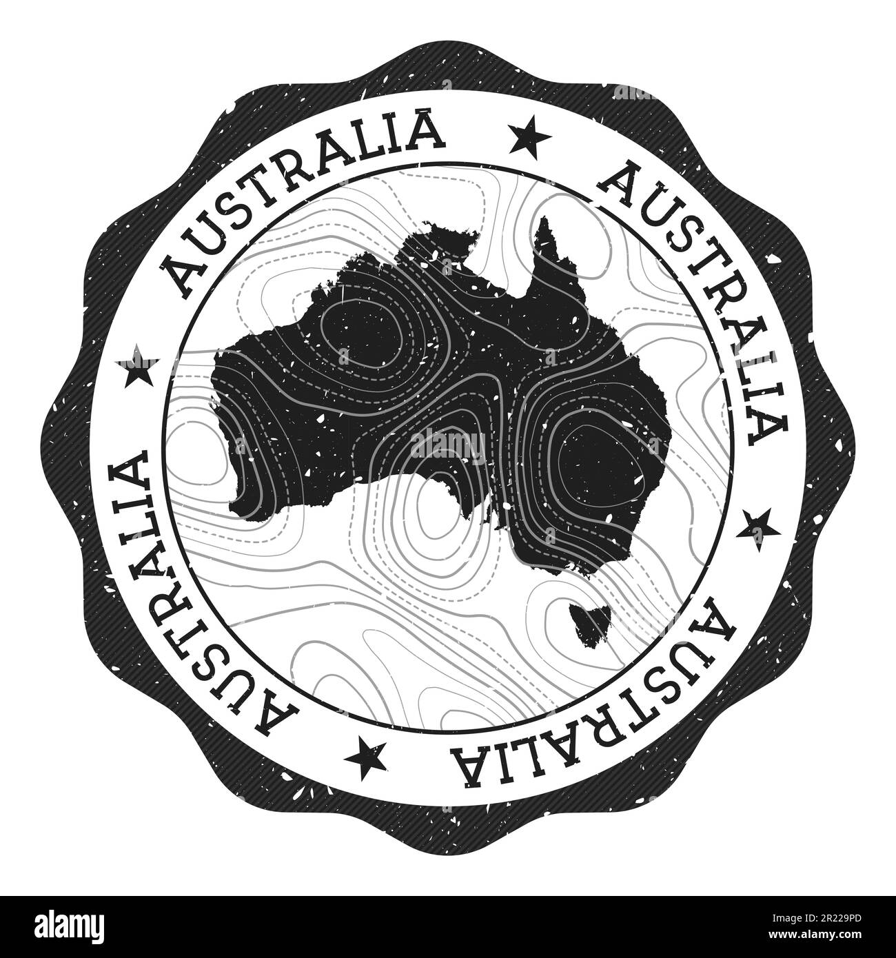Australia outdoor stamp. Round sticker with map of country with ...