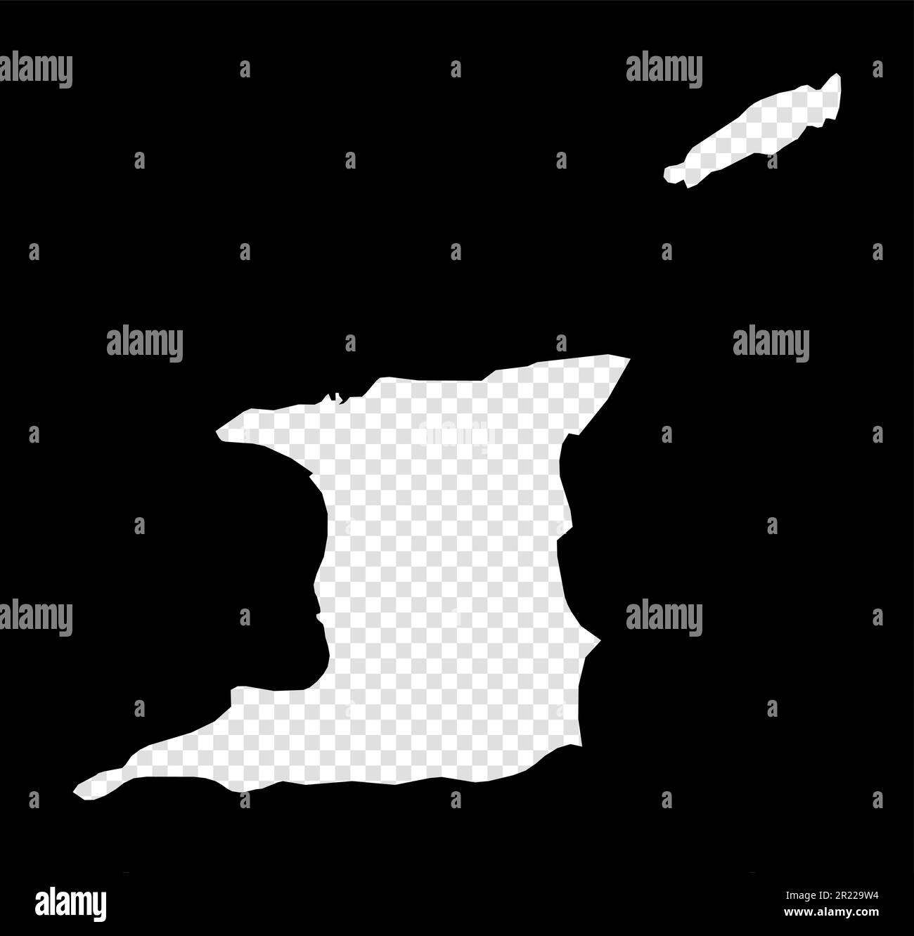 Stencil map of Trinidad and Tobago. Simple and minimal transparent map ...
