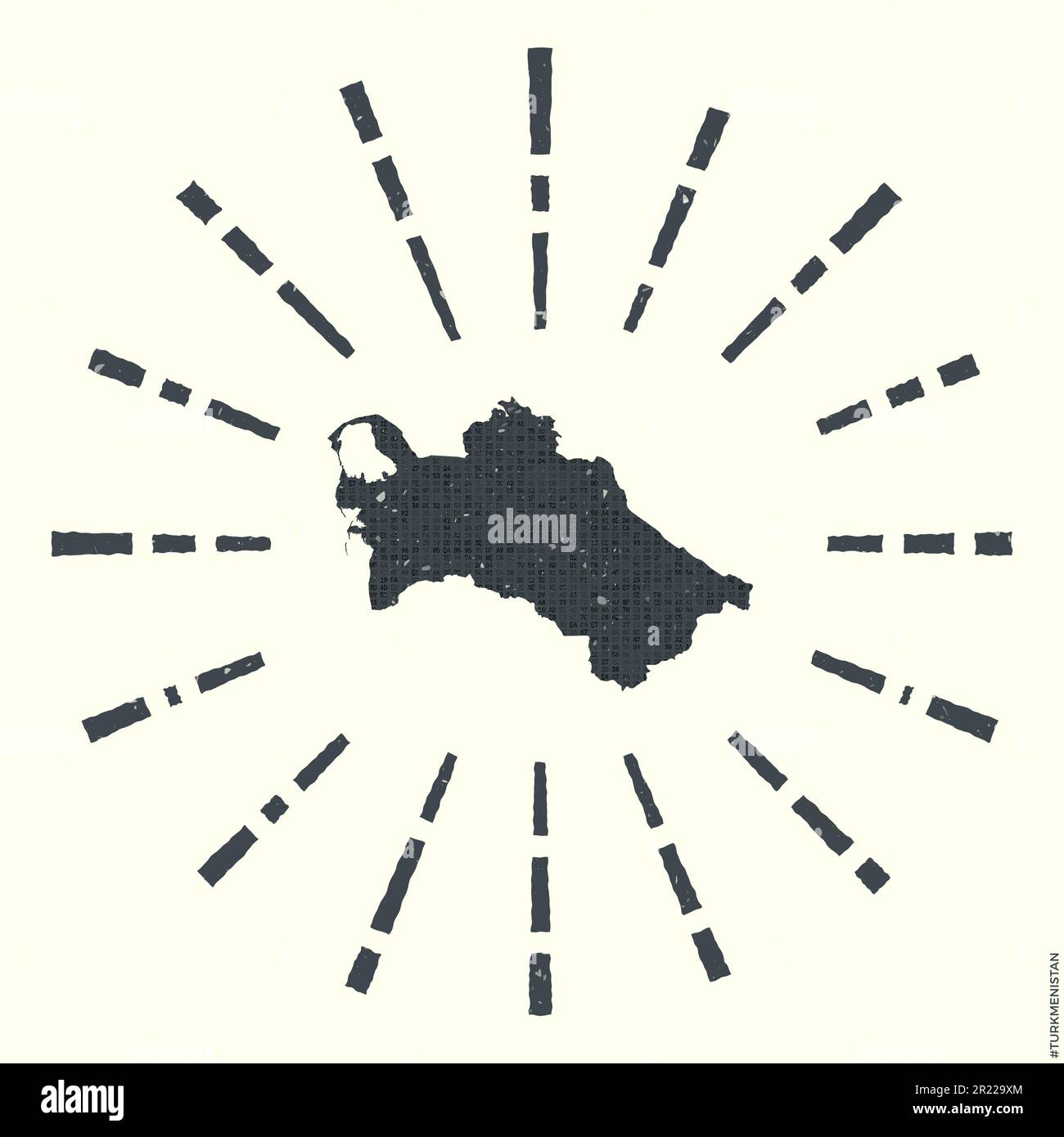 Turkmenistan Logo. Grunge sunburst poster with map of the country ...