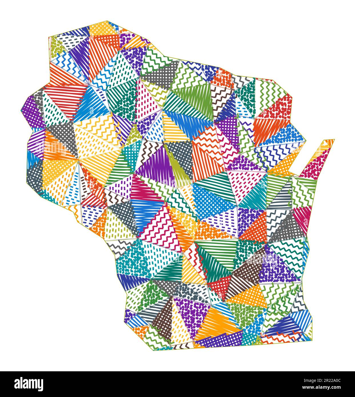 Kid style map of Wisconsin. Hand drawn polygons in the shape of ...