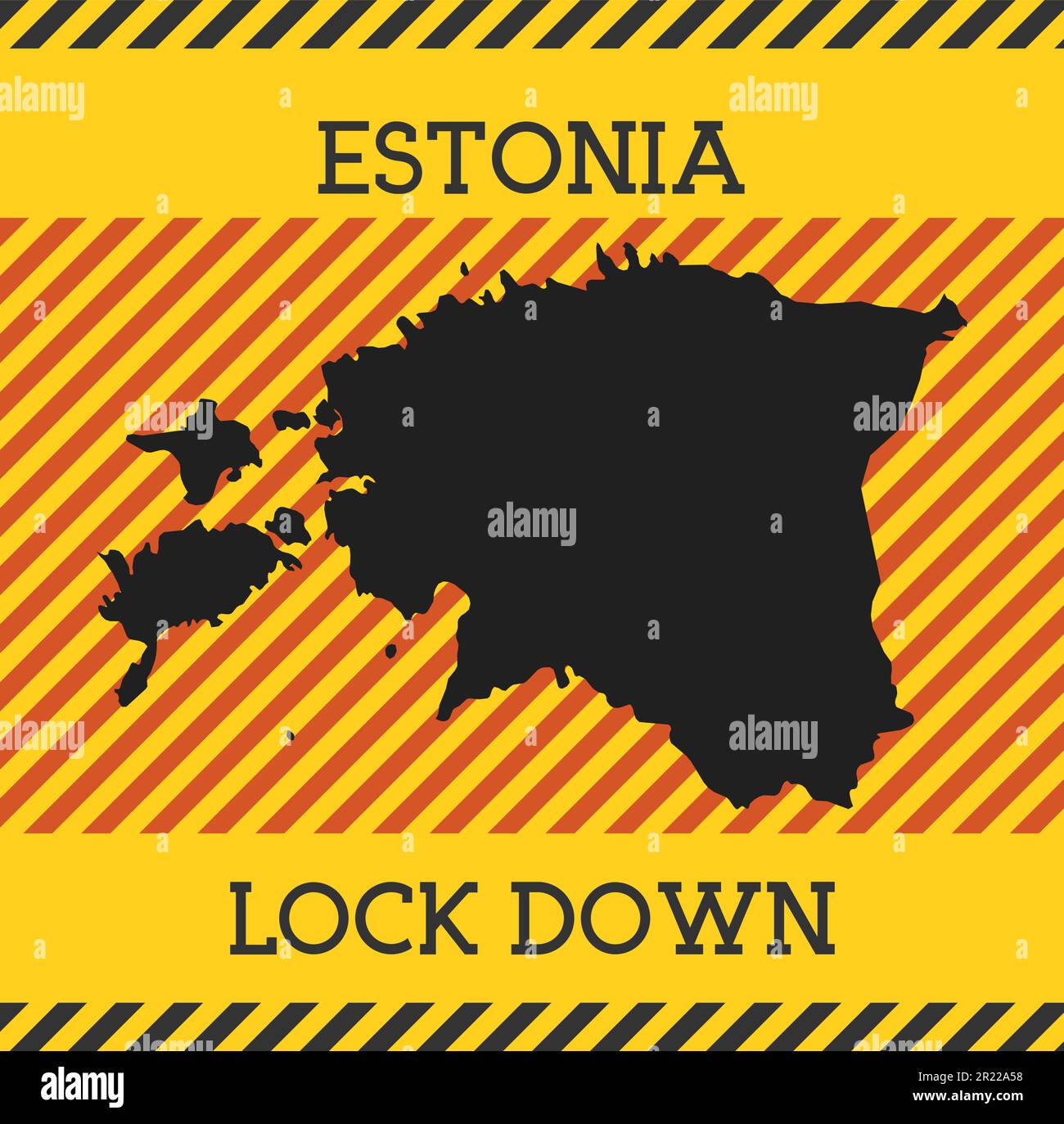 Estonia Lock Down Sign. Yellow country pandemic danger icon. Vector ...