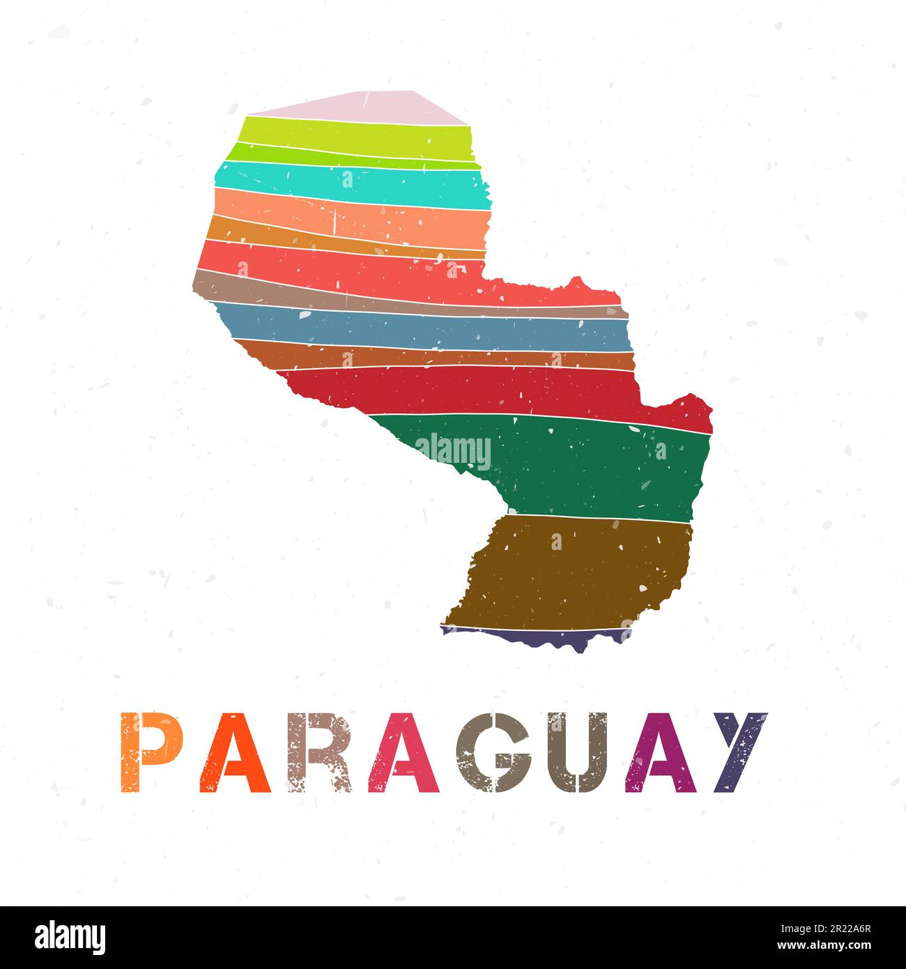 Paraguay map design. Shape of the country with beautiful geometric waves and grunge texture ...