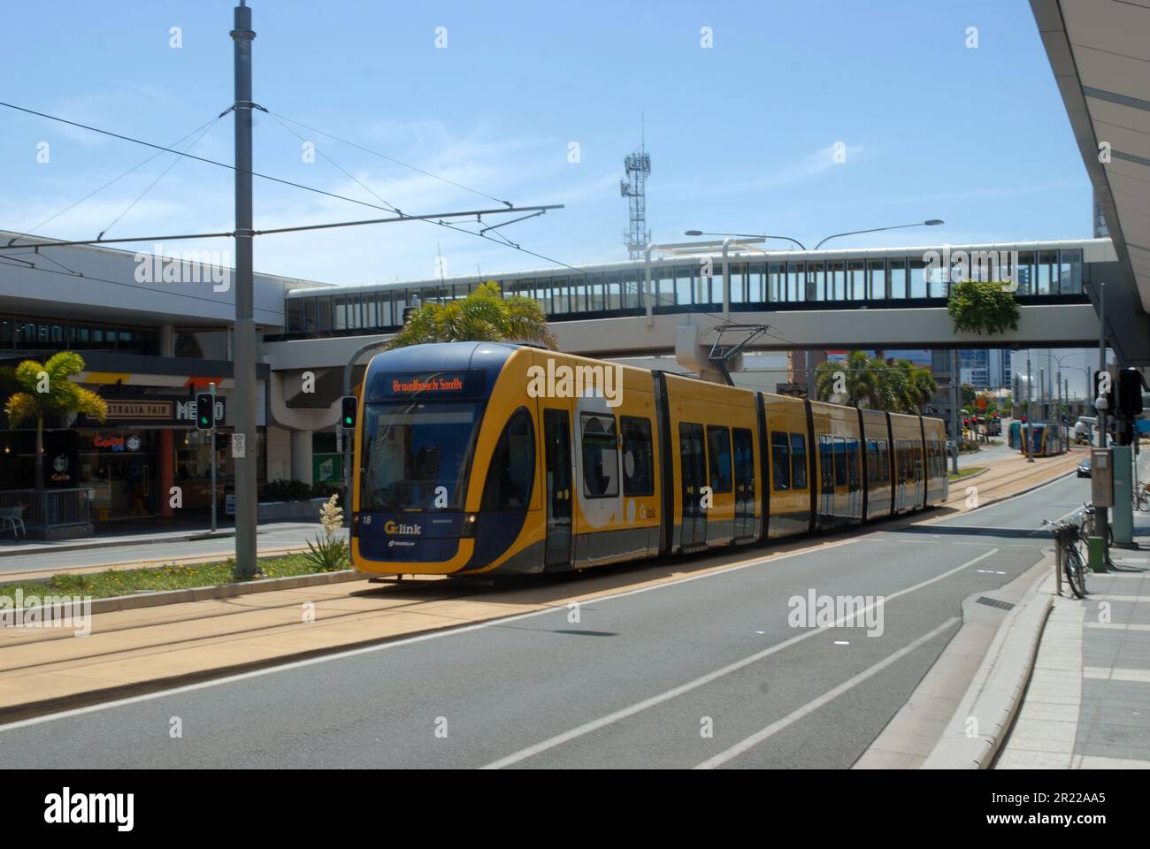 Tram passing by Australia Fair, G:link, Gold Coast Light Rail, Gold ...