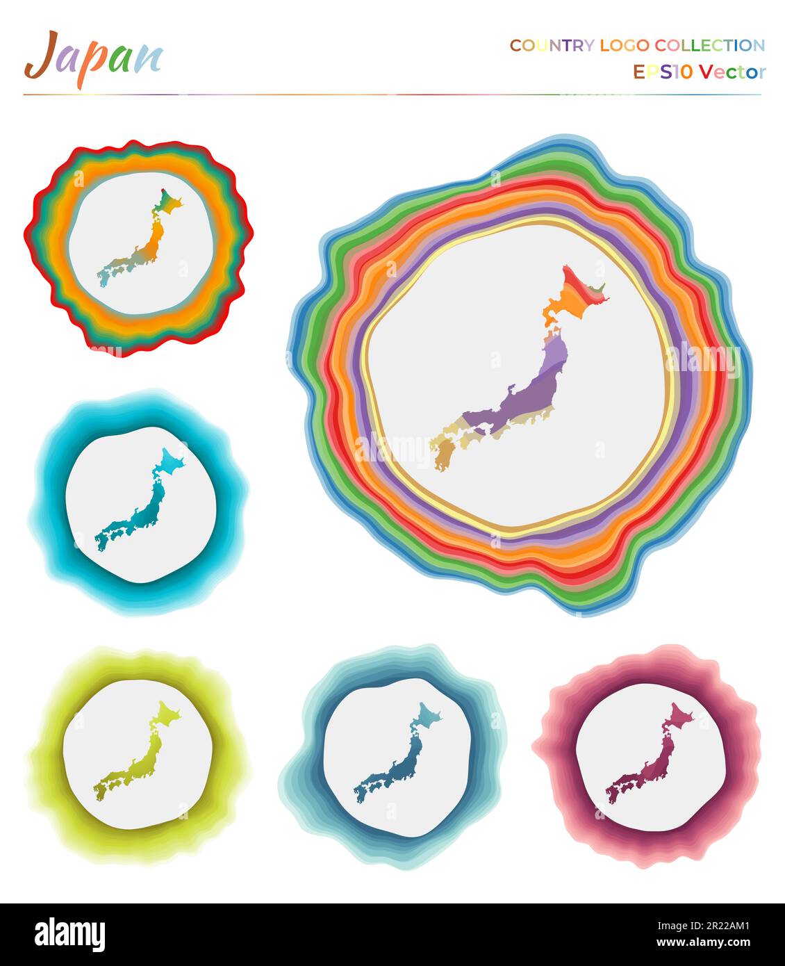 Japan logo collection. Colorful badge of the country. Layers around ...