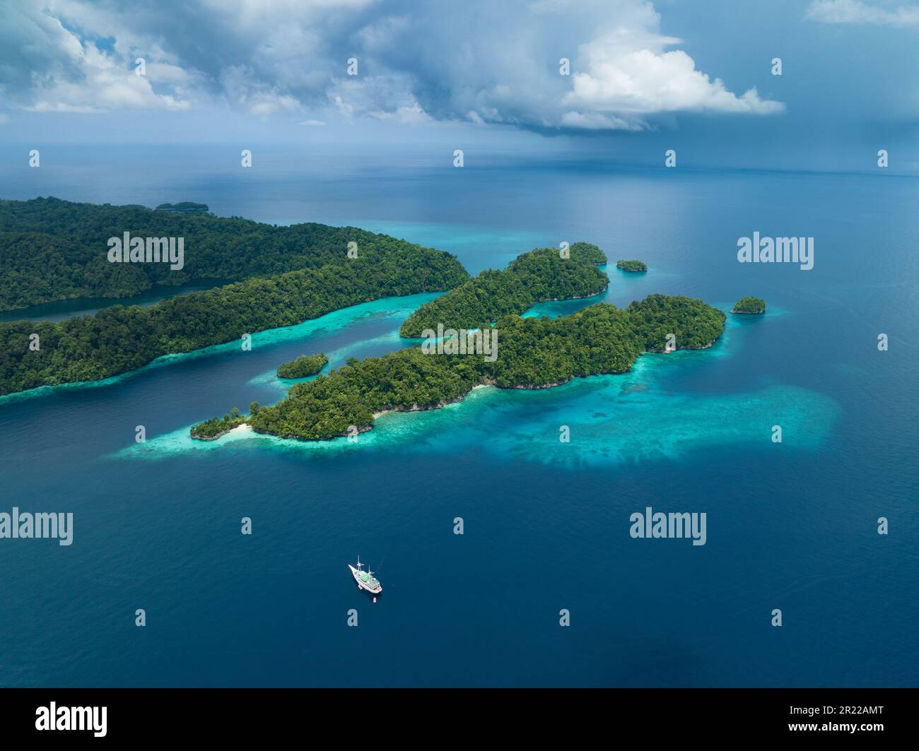 Beautiful tropical islands, surrounded by reefs, rise from West Papua's ...