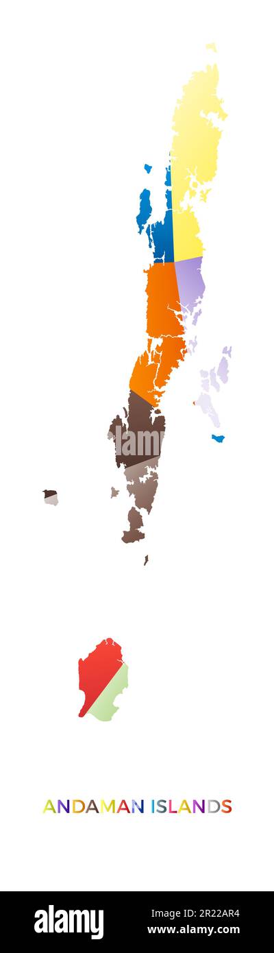 Bright colored Andaman Islands shape. Multicolor geometric style island ...