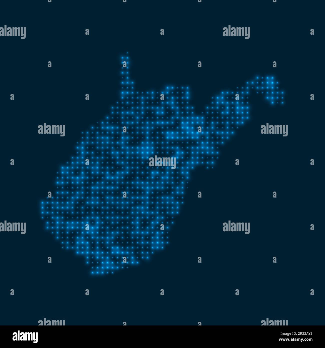 West Virginia dotted glowing map. Shape of the US state with blue ...