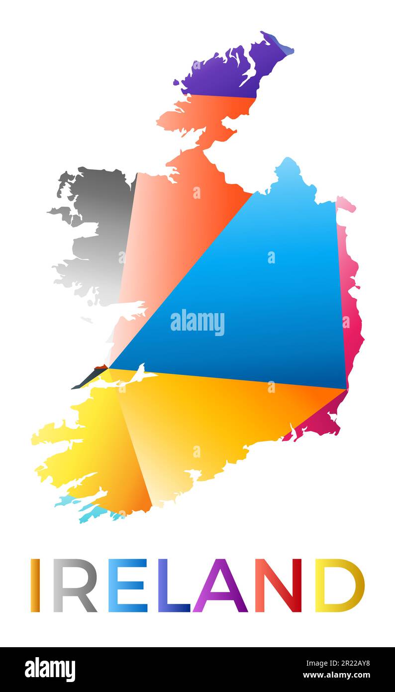 Bright colored Ireland shape. Multicolor geometric style country logo ...