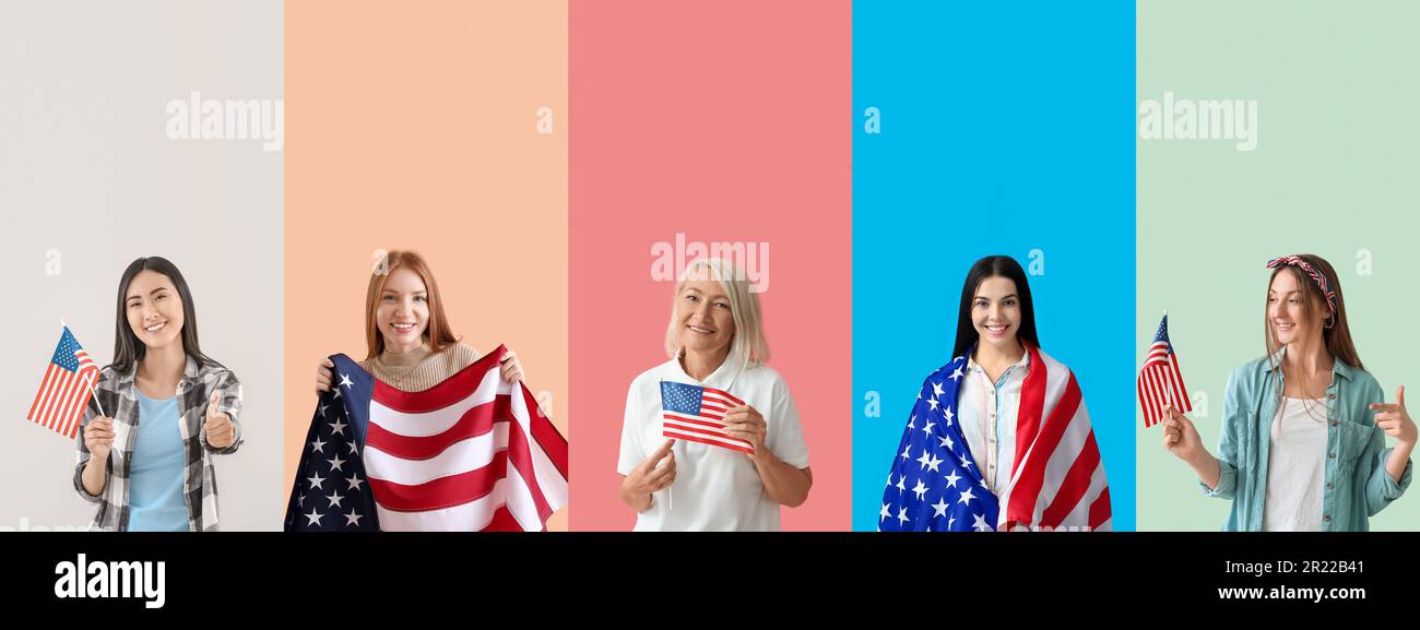 Many women usa flags hi-res stock photography and images - Alamy