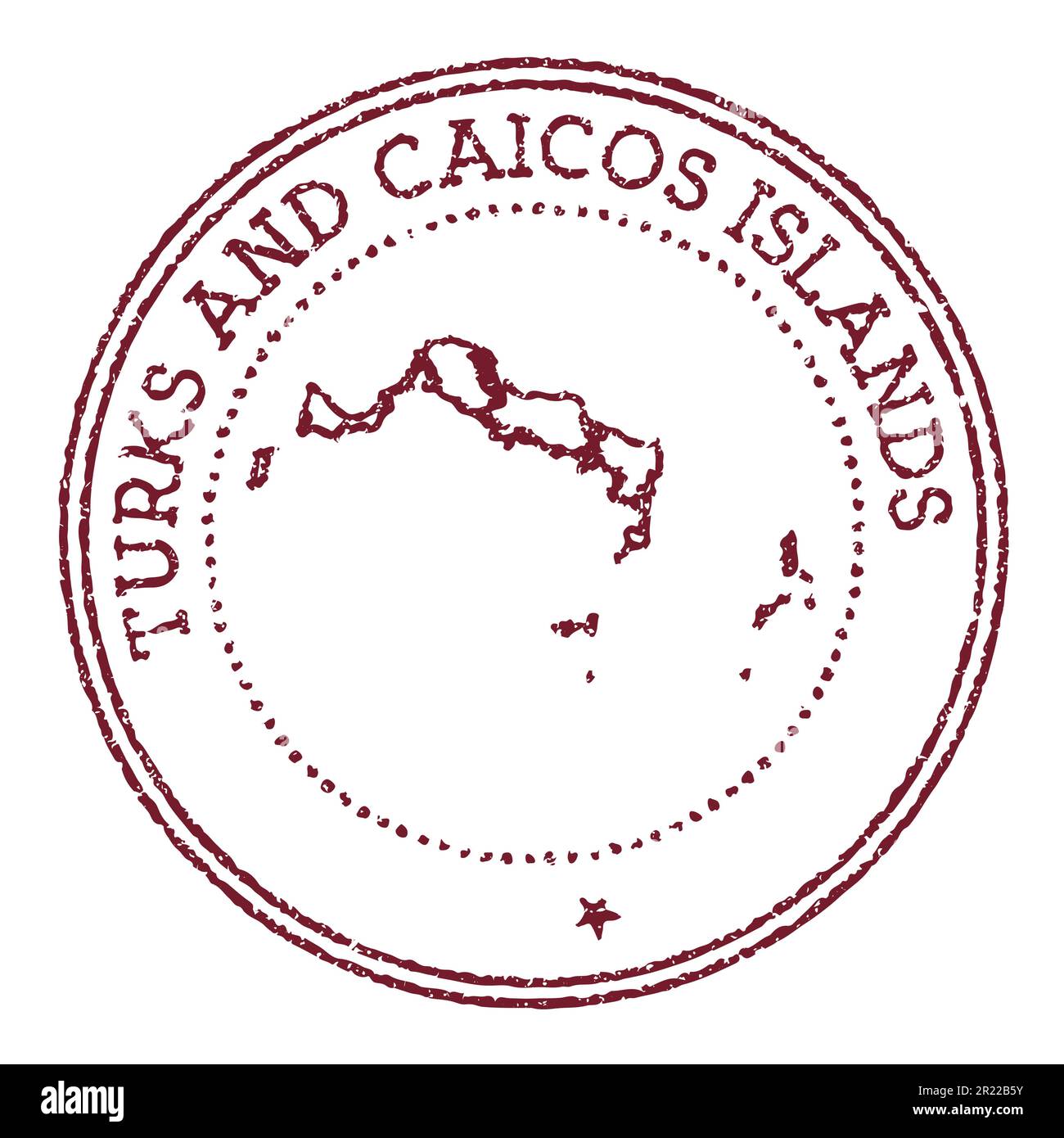 Turks and Caicos Islands round rubber stamp with island map. Vintage ...