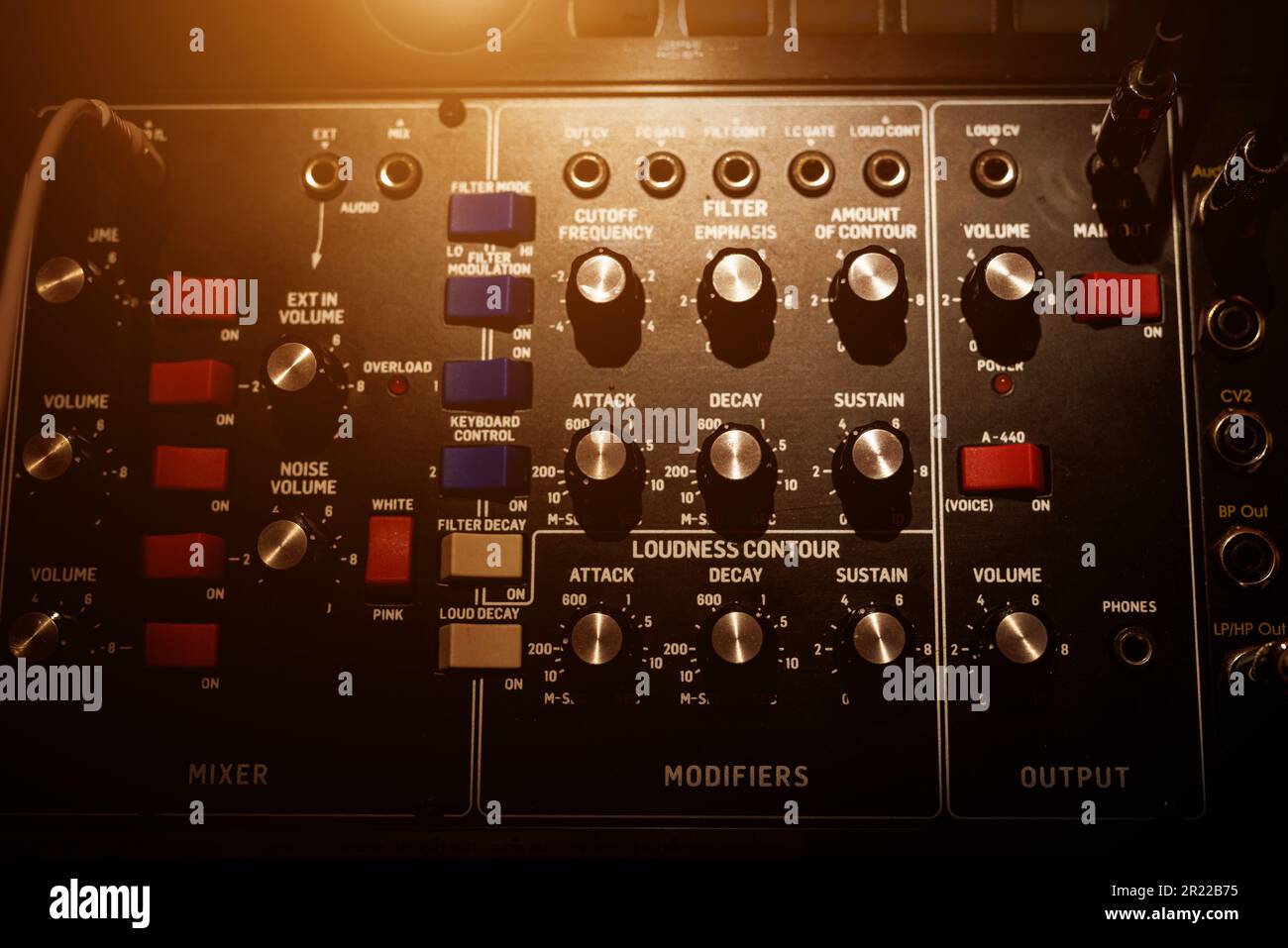 Vintage sound control panel with iron faders and knobs Stock Photo - Alamy