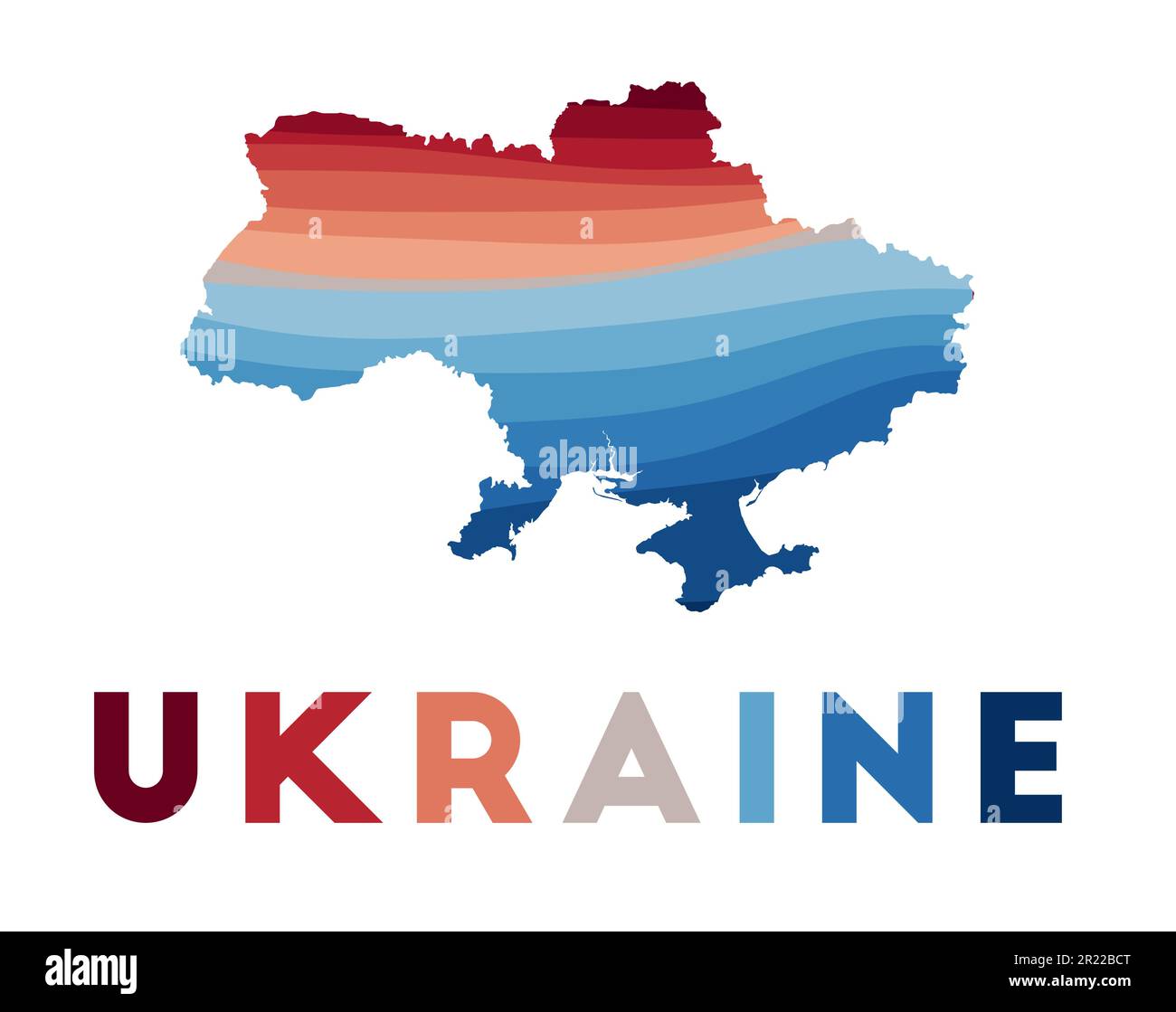 Ukraine map. Map of the country with beautiful geometric waves in red ...