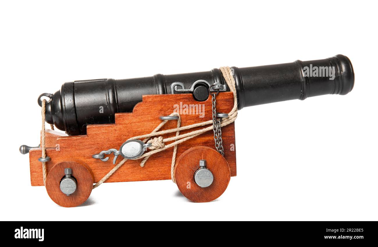 Toy model of cannon isolated on white background Stock Photo - Alamy