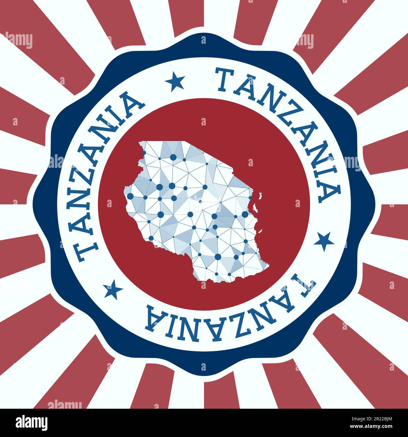 Tanzania Badge. Round logo of country with triangular mesh map and ...