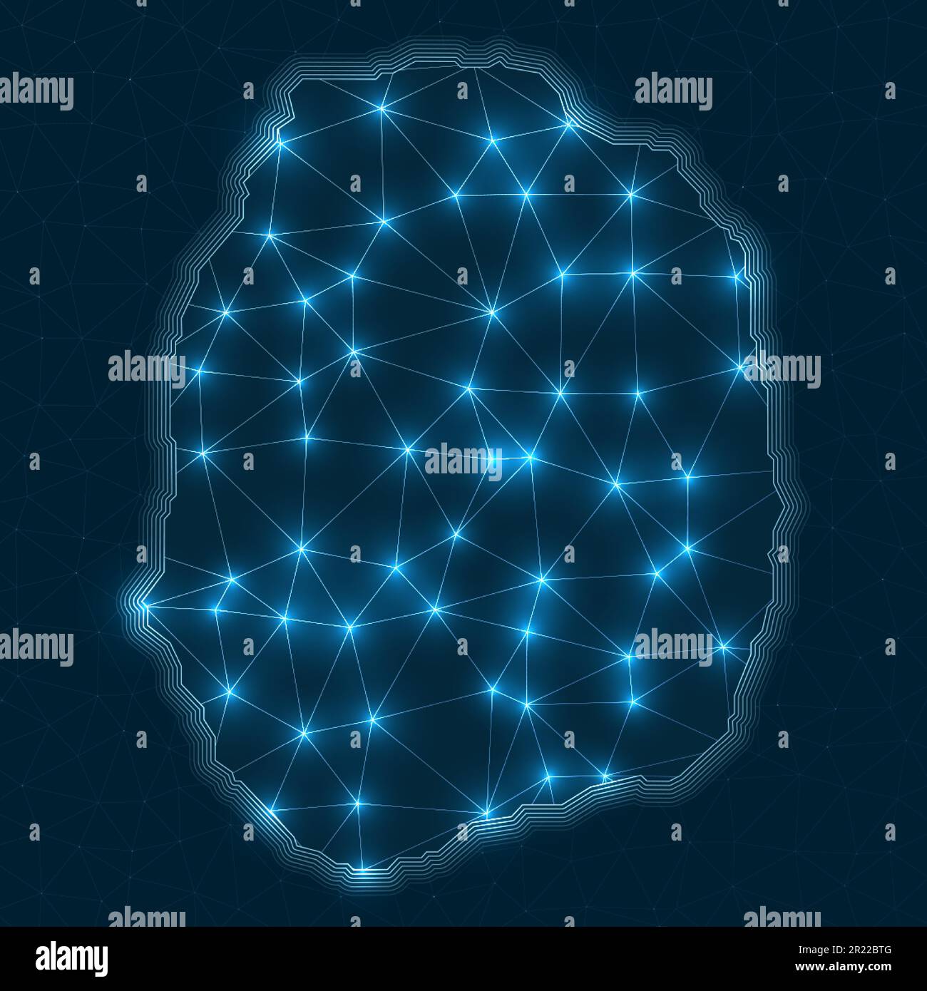 Nevis network map. Abstract geometric map of the island. Digital ...