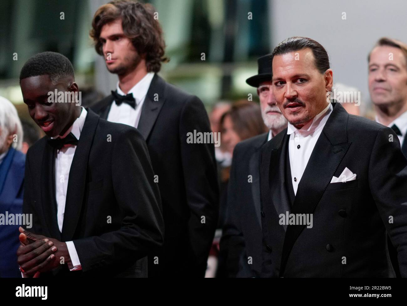 Djibril Djimo, from left, Diego Le Fur and Johnny Depp pose for ...