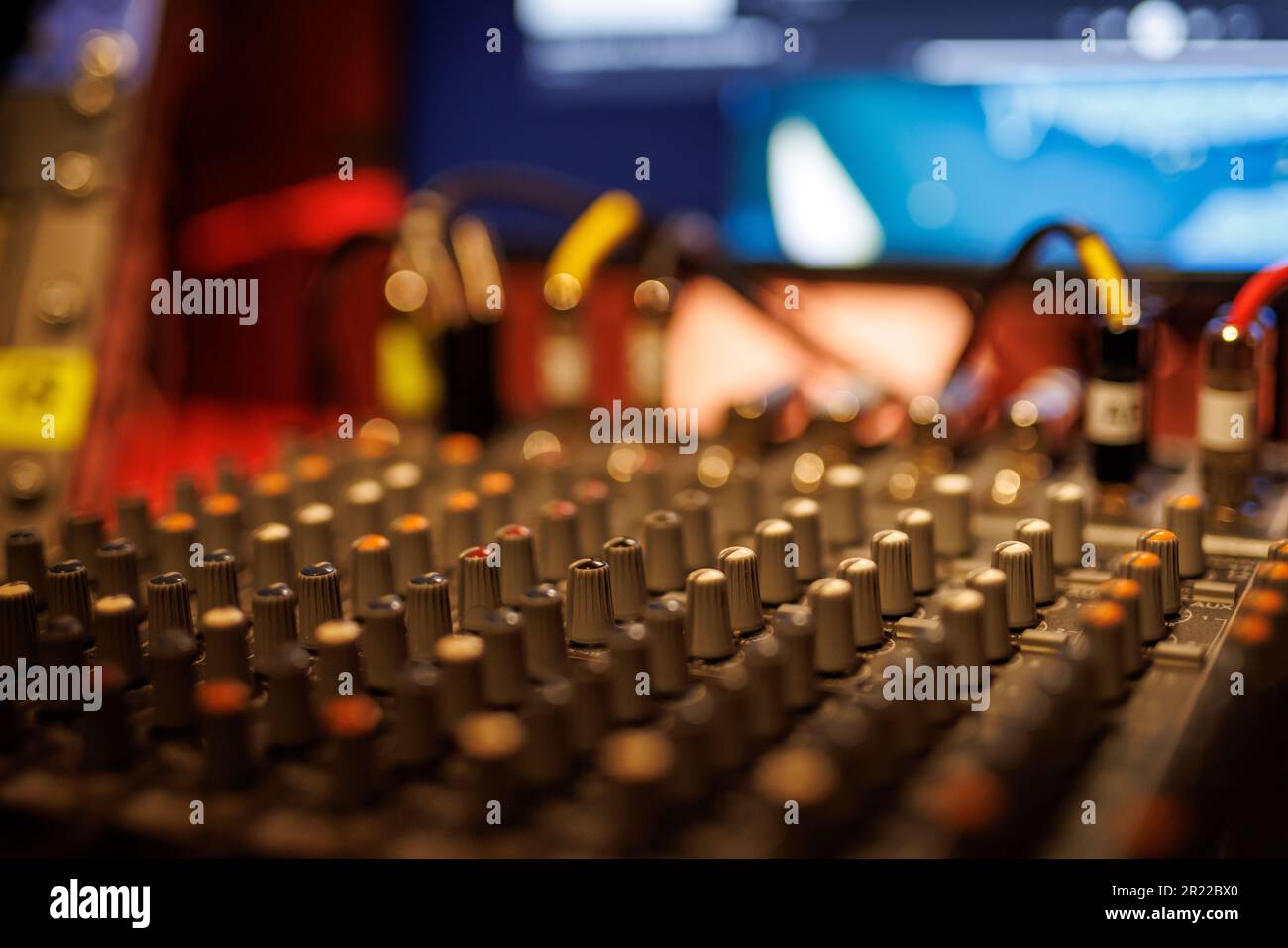 Sound equipment at a music studio. Sliders on a sound mixer Stock Photo - Alamy