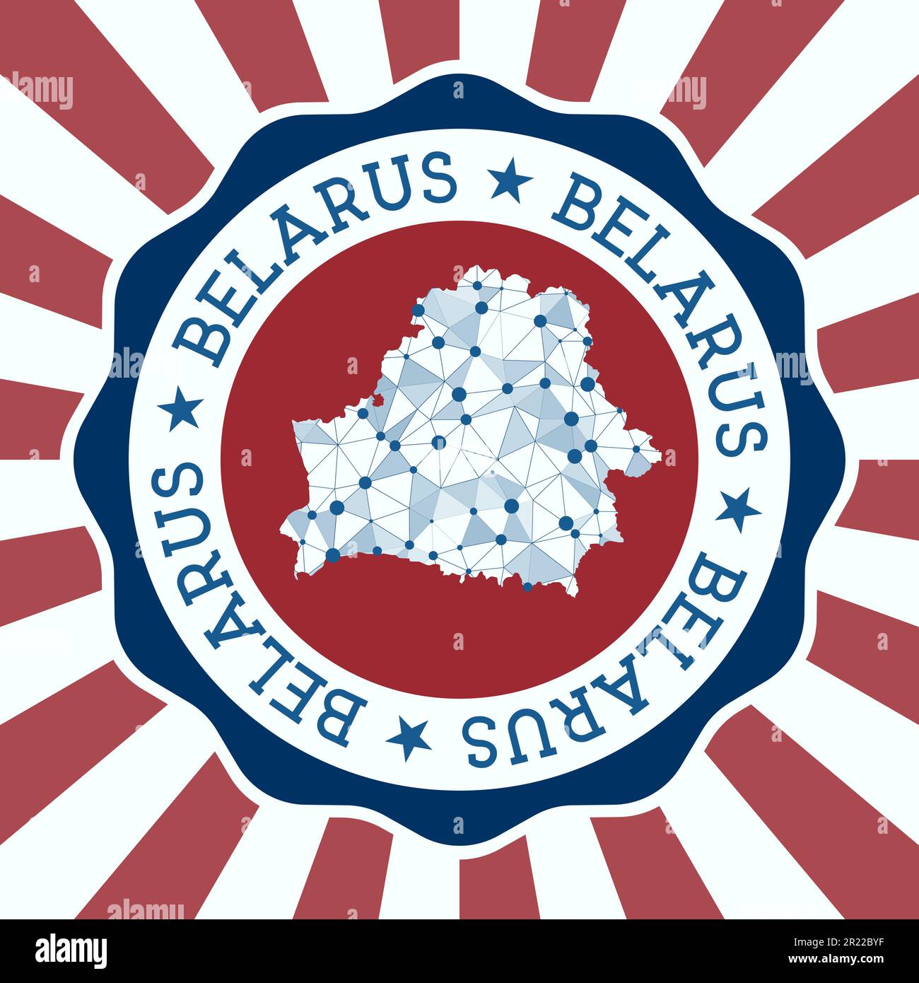 Belarus Badge. Round logo of country with triangular mesh map and ...