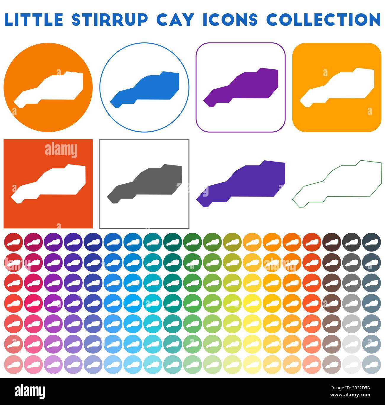 Little Stirrup Cay icons collection. Bright colorful trendy map icons ...