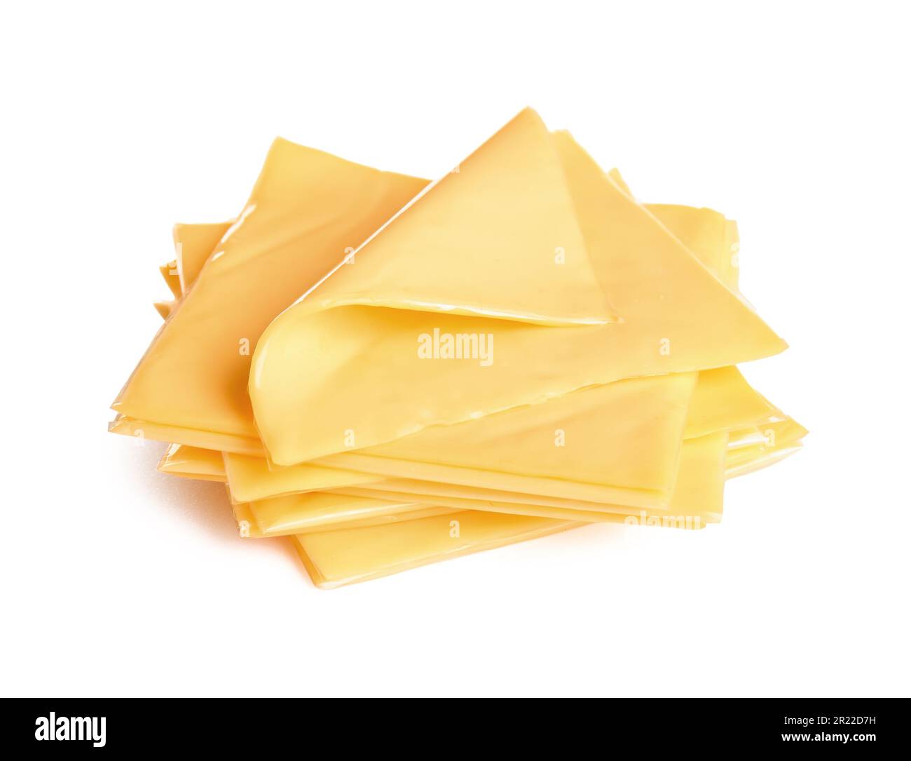 Pile of tasty processed cheese on white background Stock Photo - Alamy