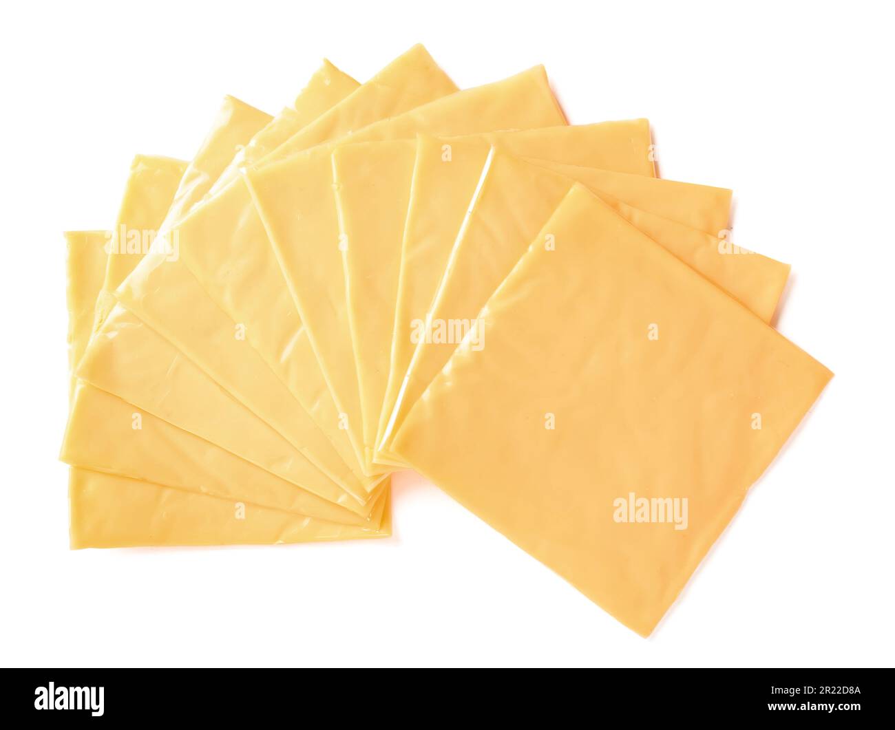 Slices of tasty processed cheese on white background Stock Photo - Alamy
