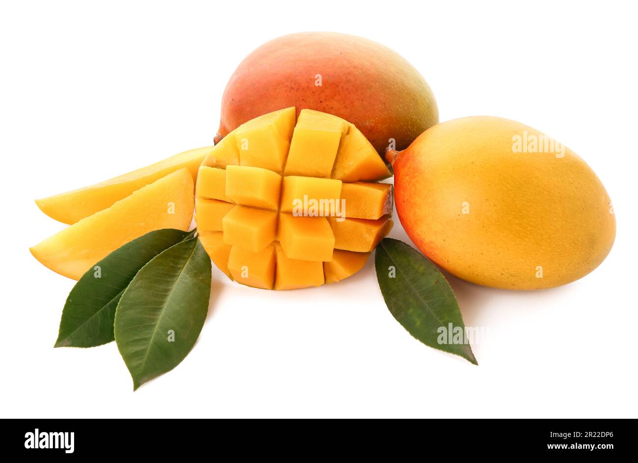 Delicious whole cut mangoes Cut Out Stock Images & Pictures - Alamy
