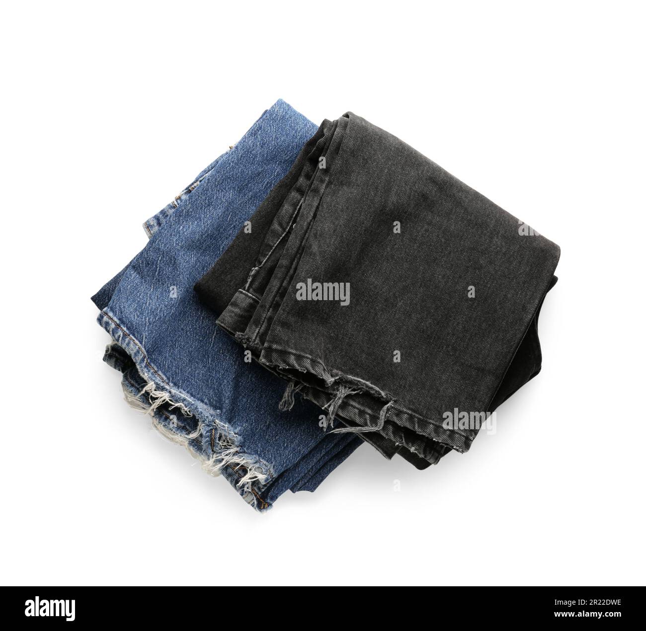 Different stylish denim jeans on white background Stock Photo - Alamy