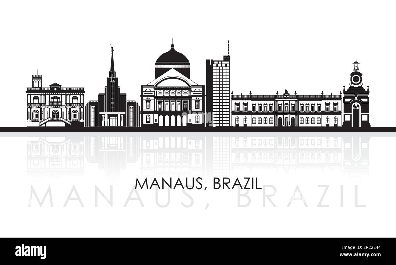 Silhouette Skyline panorama of city of Manaus, Brazil - vector ...