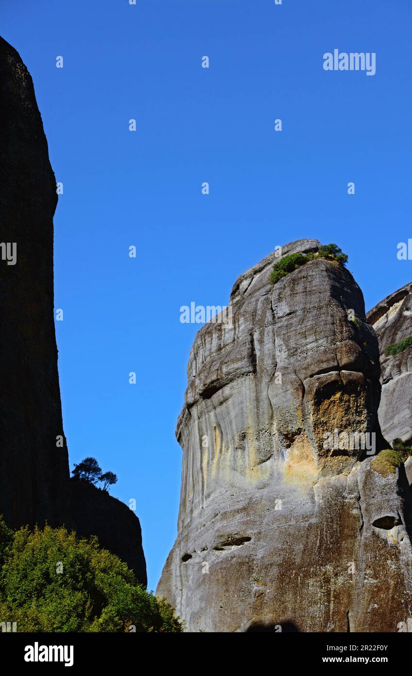 The Meteors, the rock towers over Kastraki village, Greece, Thessaly ...