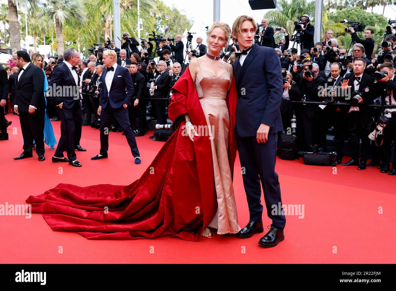 Uma Thurman and Levon Roan Thurman-Hawke arrive at the 'Jeanne du Barry ...