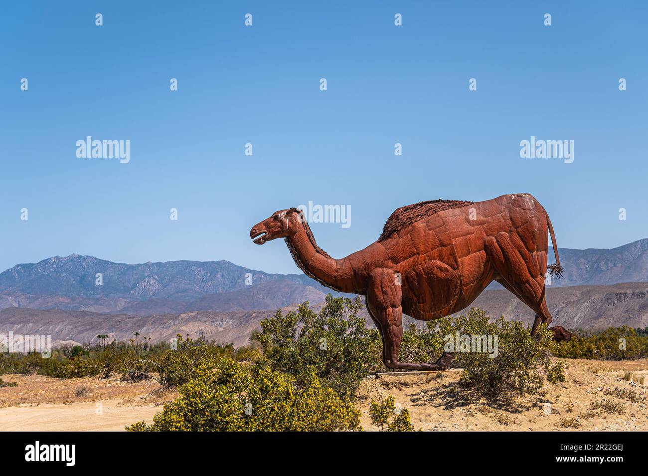Borrego Springs, CA, USA - April 24, 2023: Closeup, Brown rusted metal ... Borrego Springs, CA, USA - April 24, 2023: Closeup, Brown rusted metal ...