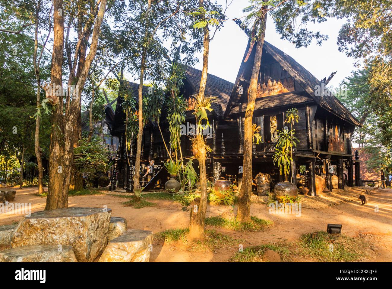Buildings of the Baan Dam Museum (Black House) in Chiang Rai province ...