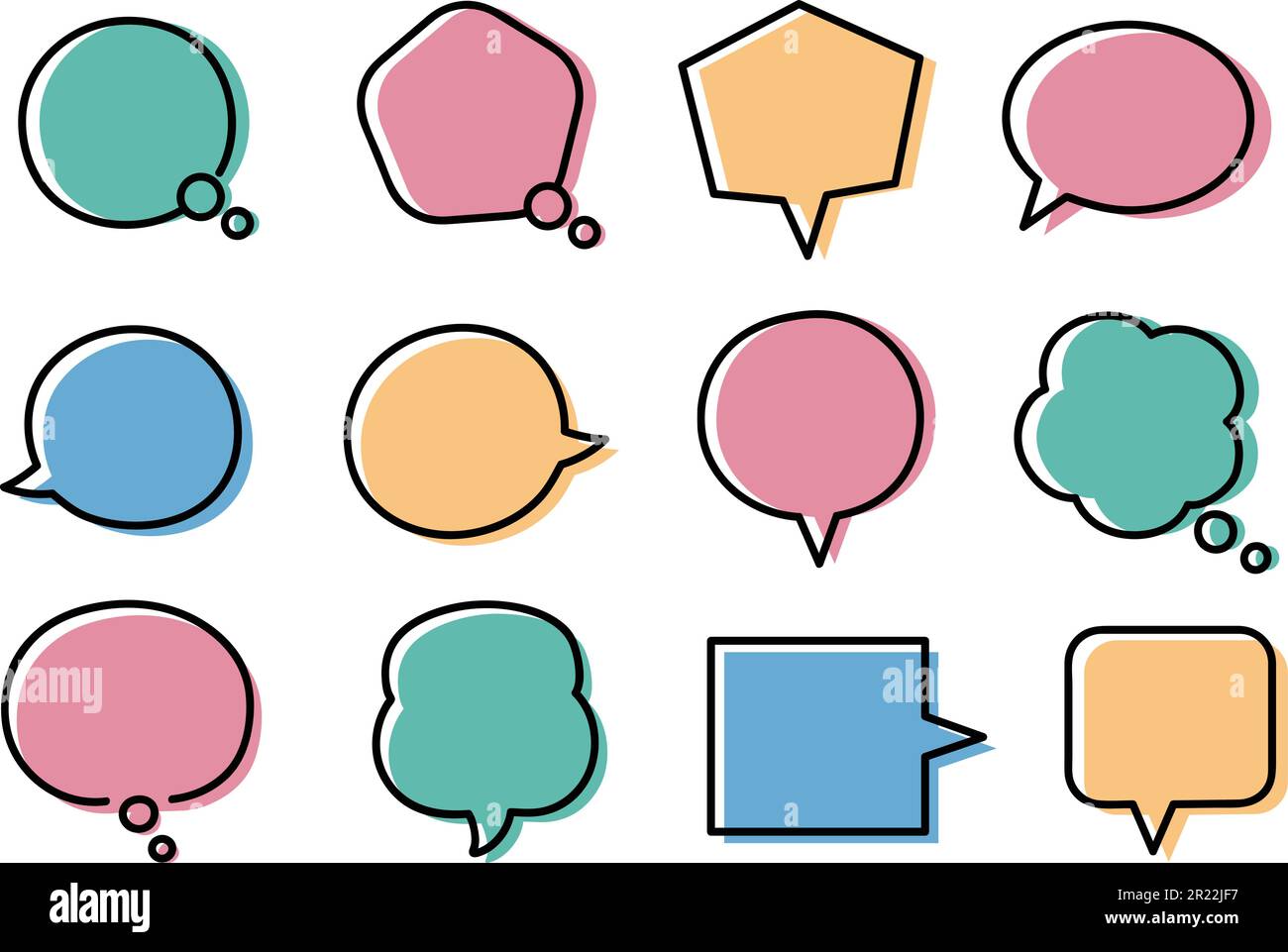 Set of colorful speech bubbles in various colors and shapes, vector ...